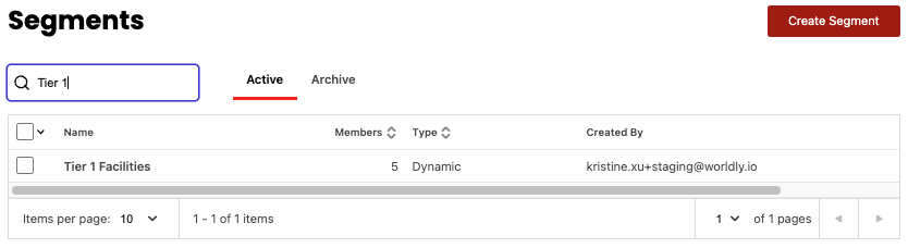 Facility Data Manager: Segmentos – Capacitación y soporte de Worldly